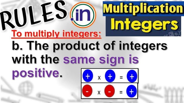 Math 6 - Multiplication of Integers | PPTX