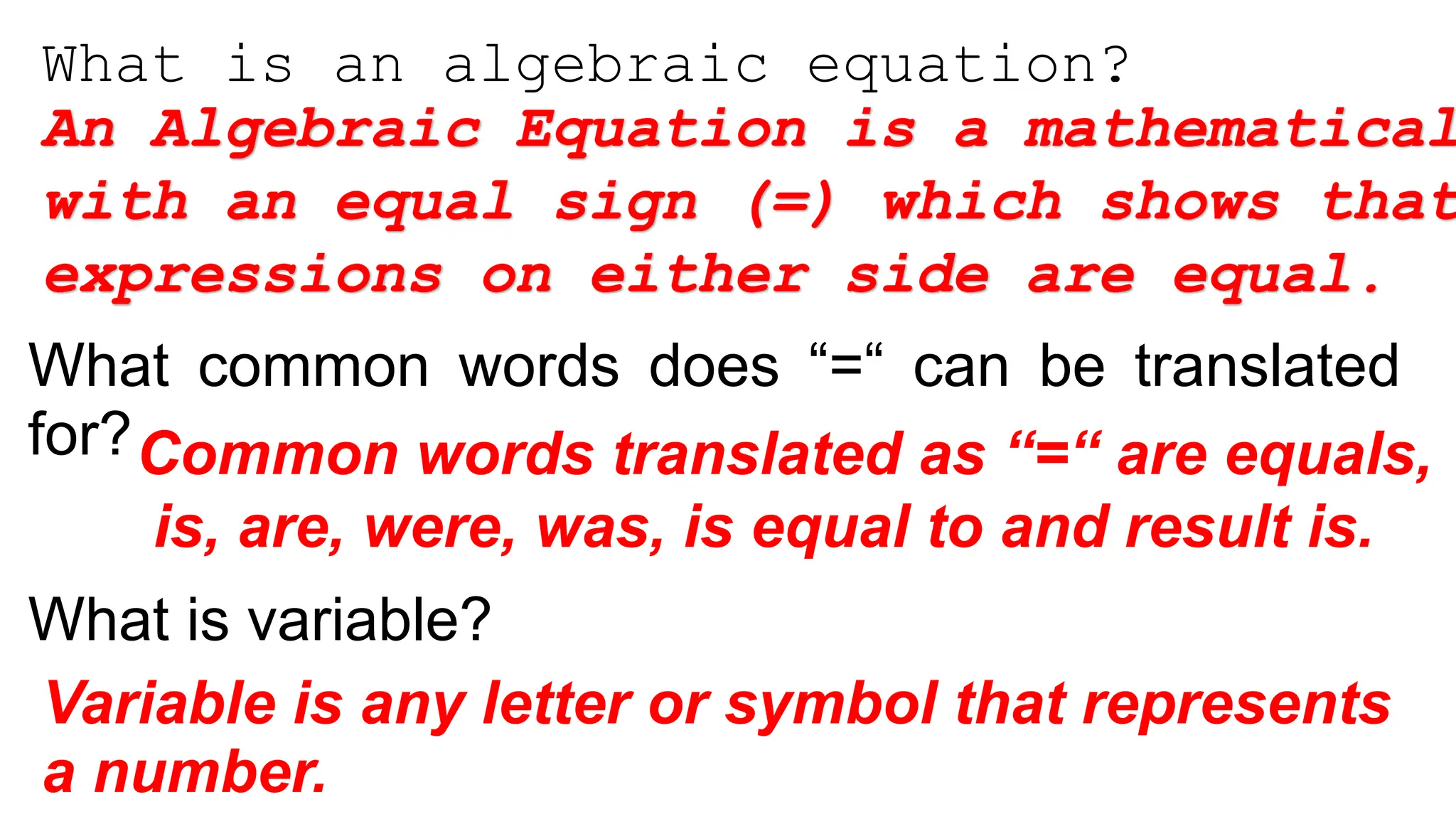 Representing Quantities in Real-life Situations using Algebraic ...