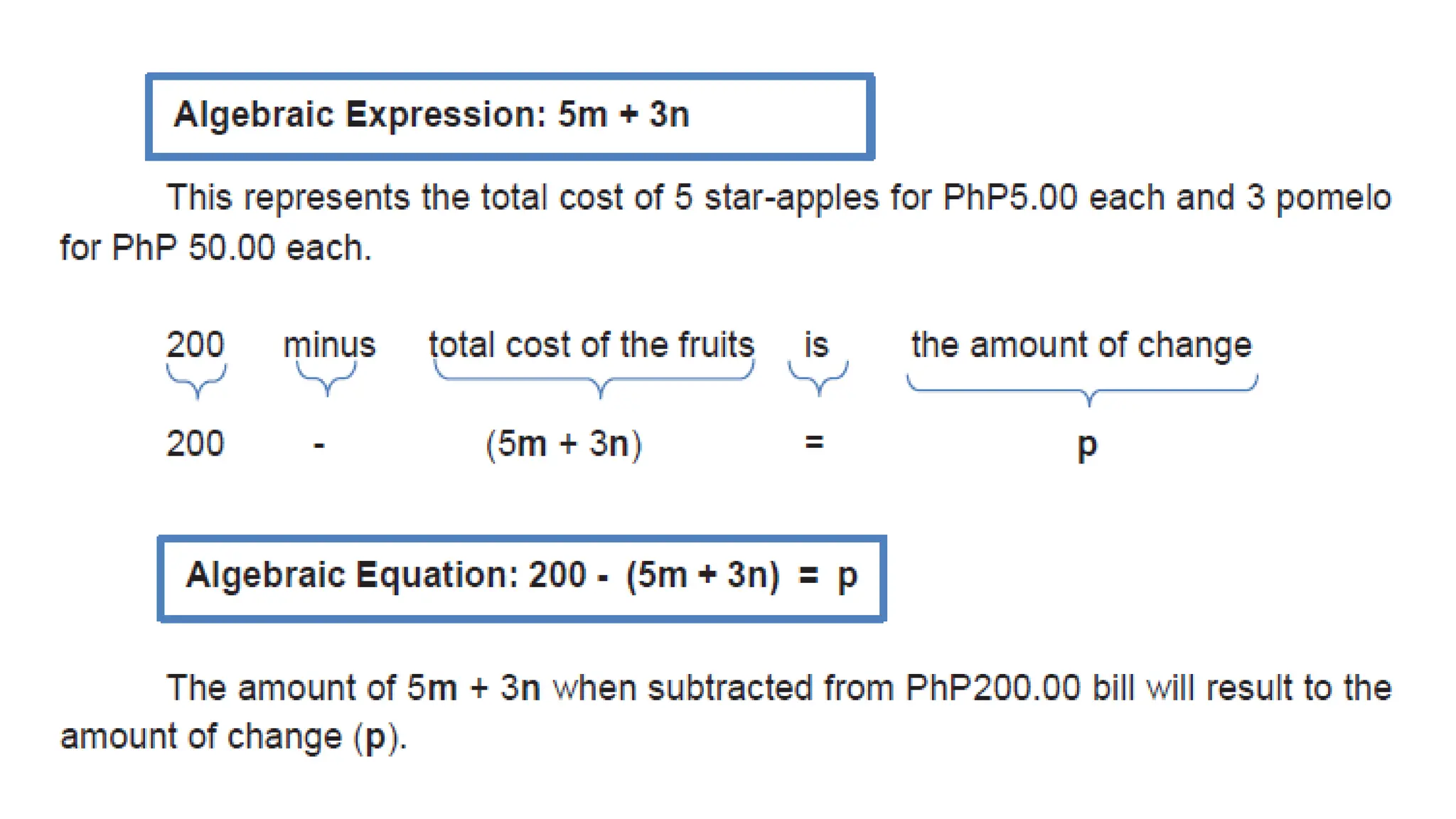 Representing Quantities in Real-life Situations using Algebraic Equation | PPTX