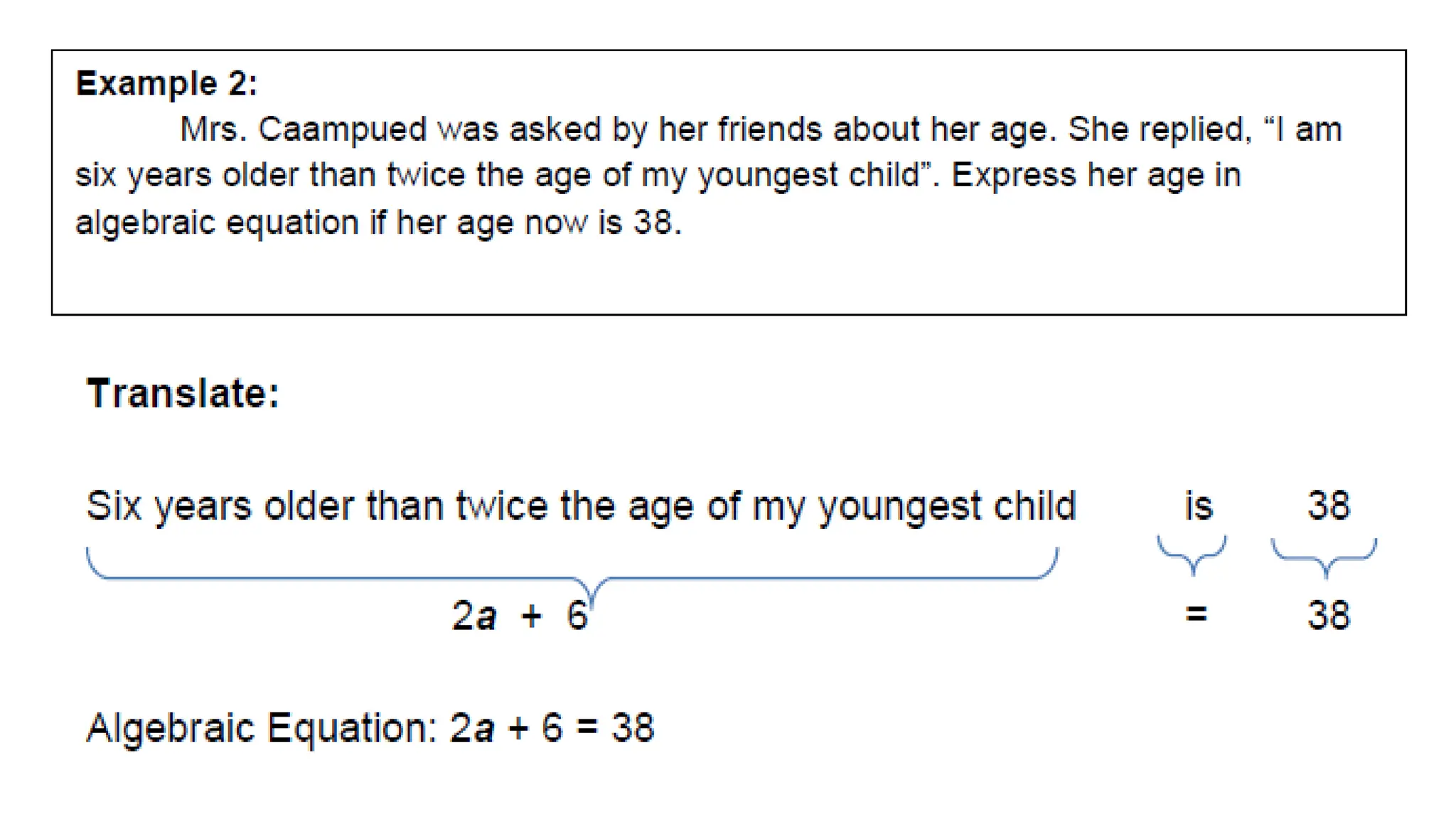Representing Quantities in Real-life Situations using Algebraic Equation | PPTX