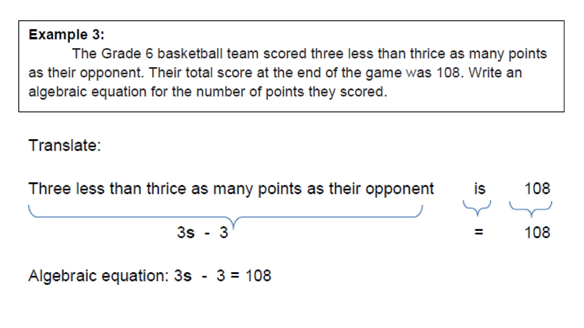 Representing Quantities in Real-life Situations using Algebraic ...