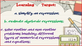 Math 6 - Solving Problems Involving Algebraic Expressions and Equations ...