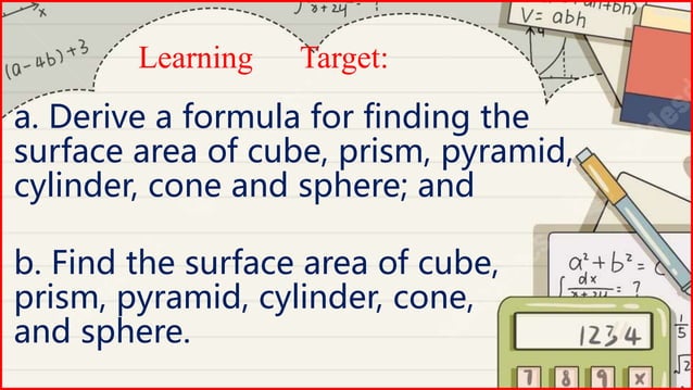 Math 6 - Surface Area of Space Figures.ppsx | Physics | Science