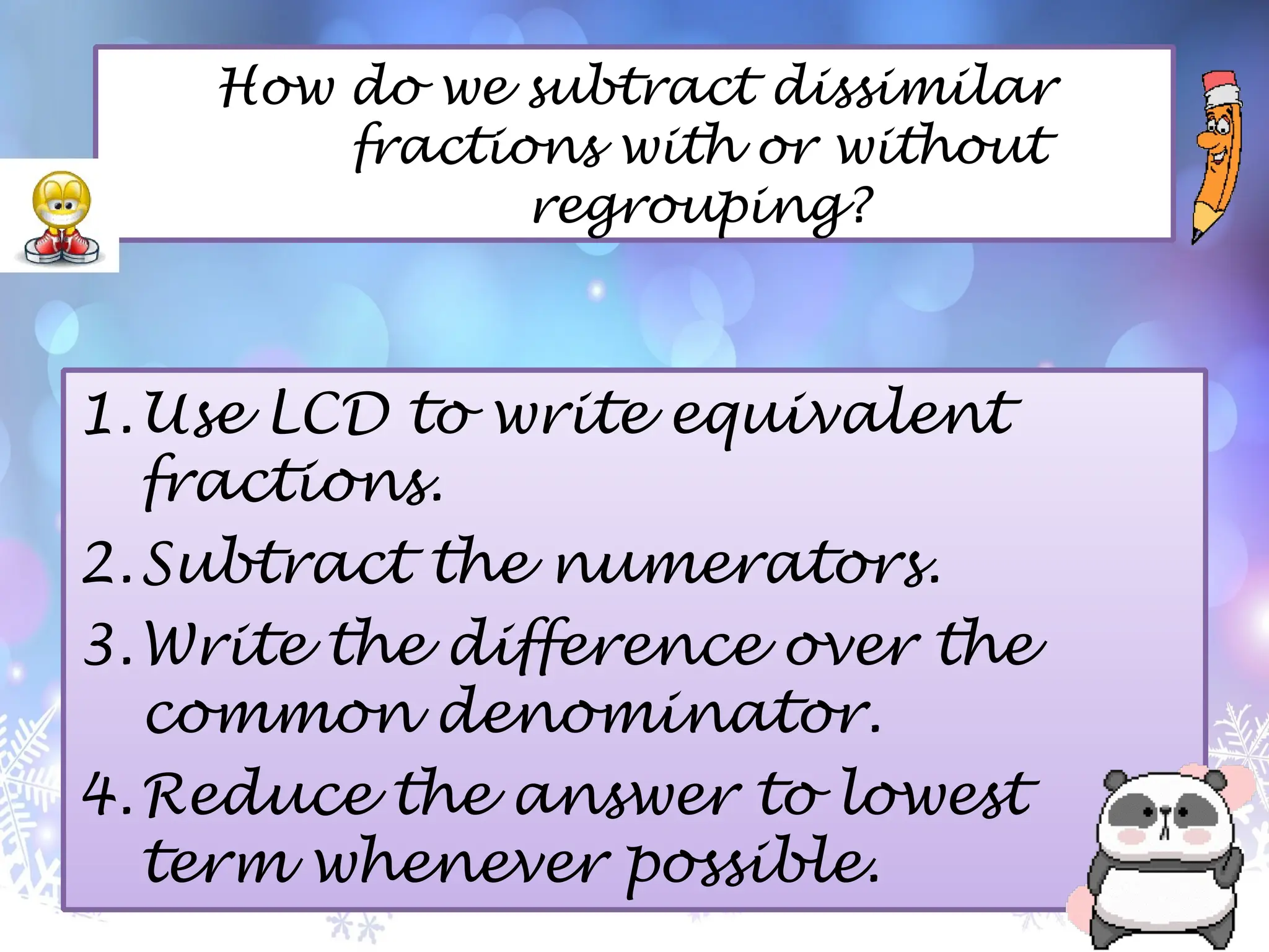 Math 6 Lesson 2 Subtracting Simple Fractions and Mixed Numbers.ppt