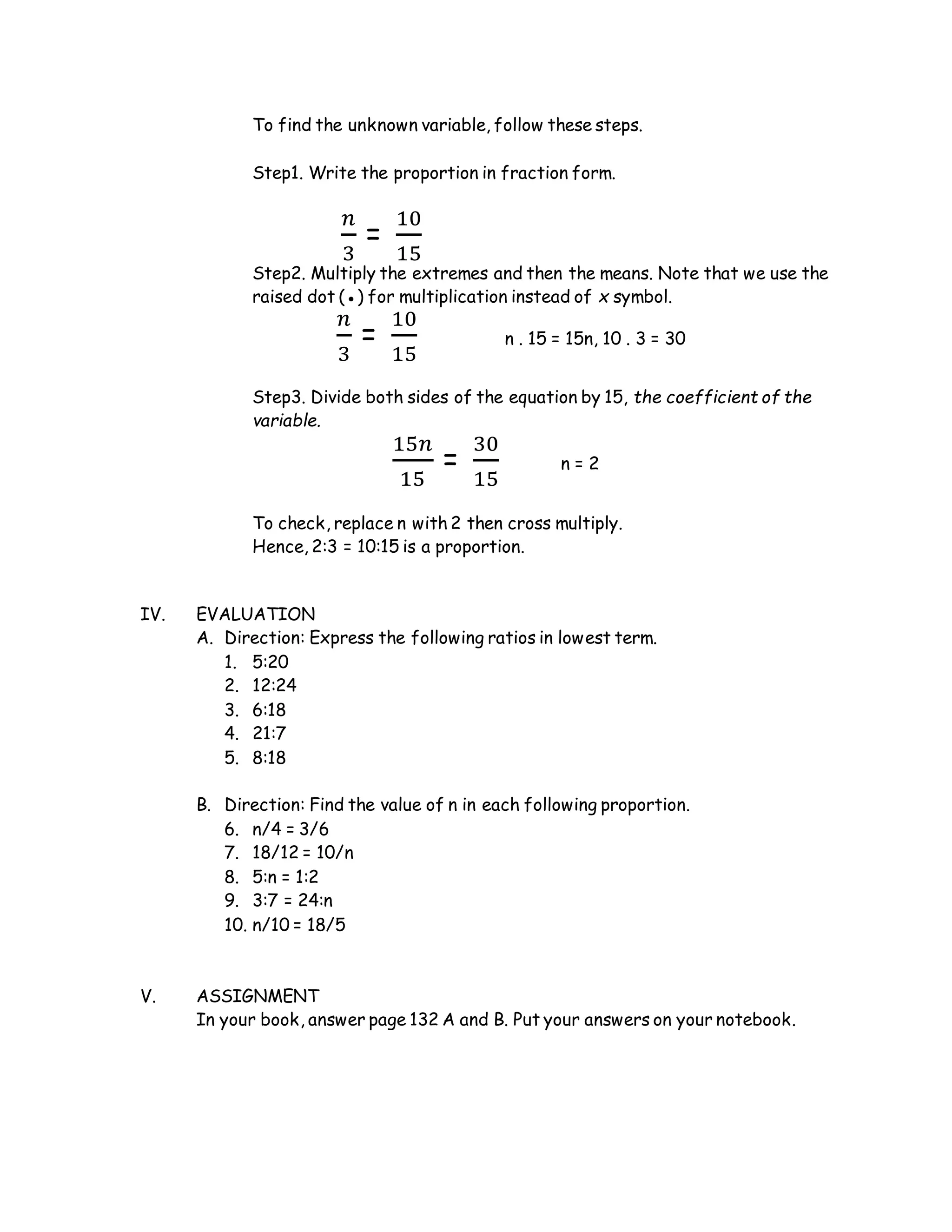 Math 6 lesson plan - RATIO AND PROPORTION | DOCX