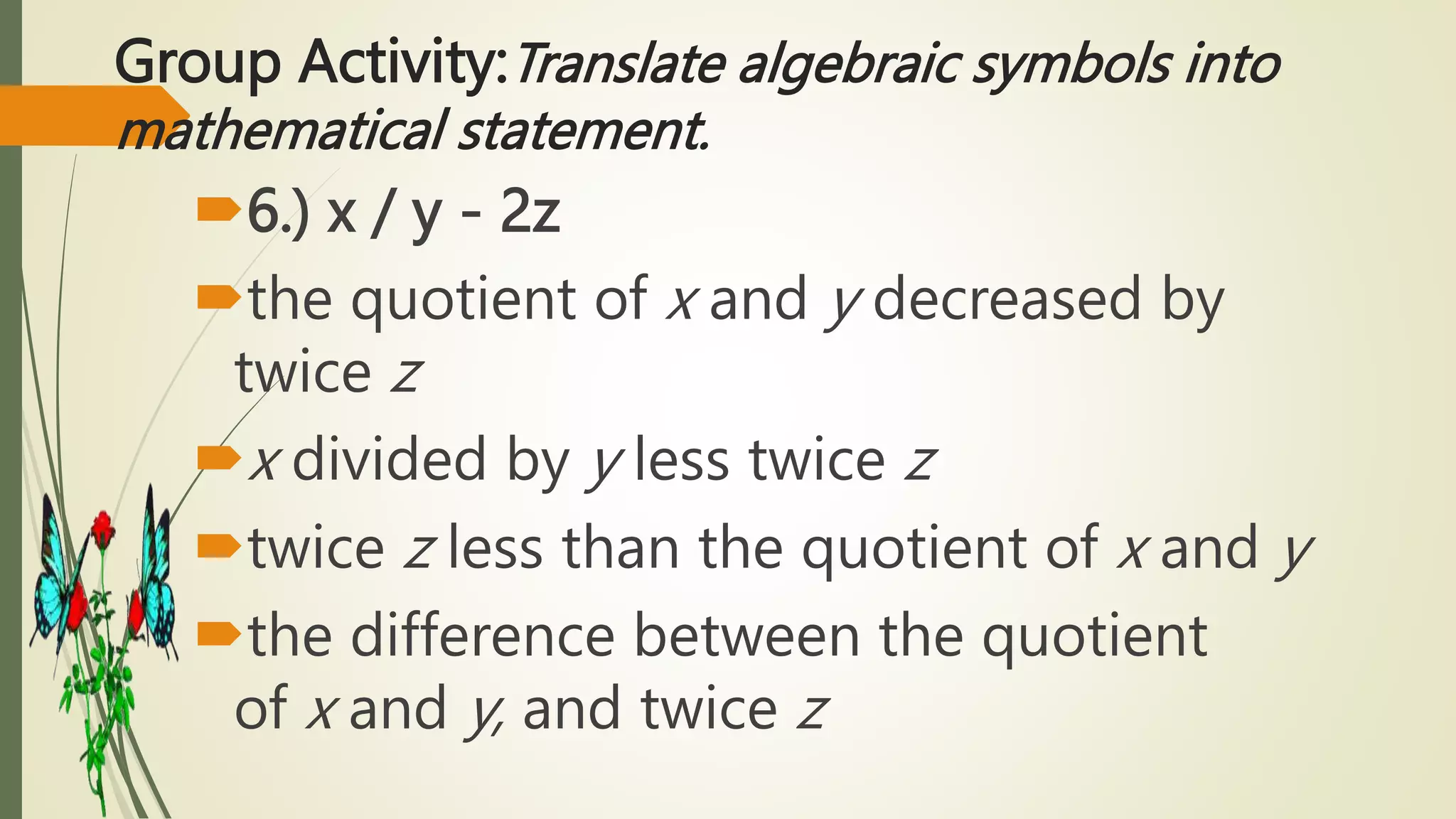 MATH 6 PPT Q3 – Translation Of Real-Life Verbal Expressions And ...