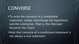Conditional and biconditional statements | PPTX