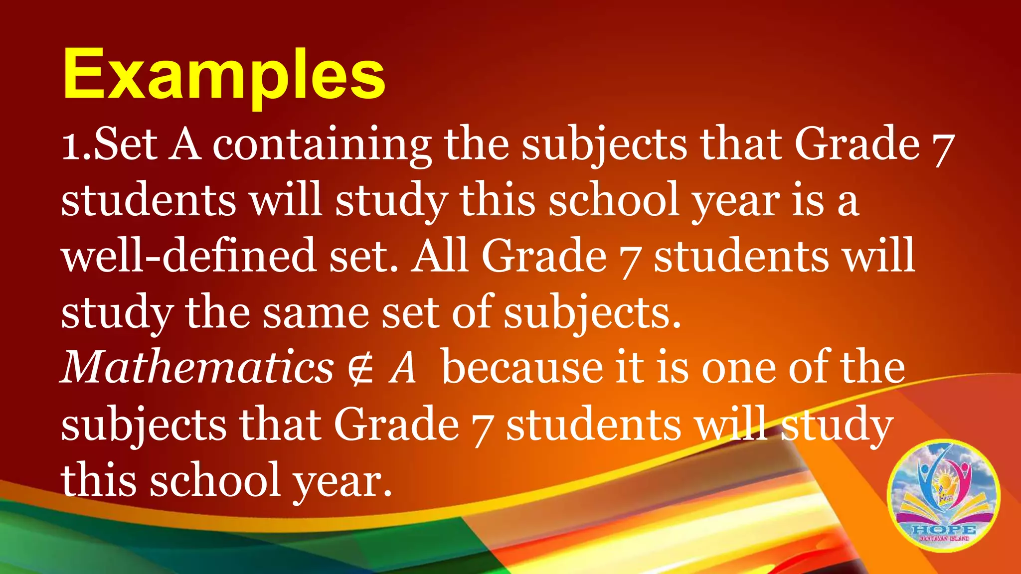 Math 7 | lesson 1 Sets | PPTX