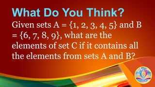 Math 7 | lesson 1 Sets | PPTX