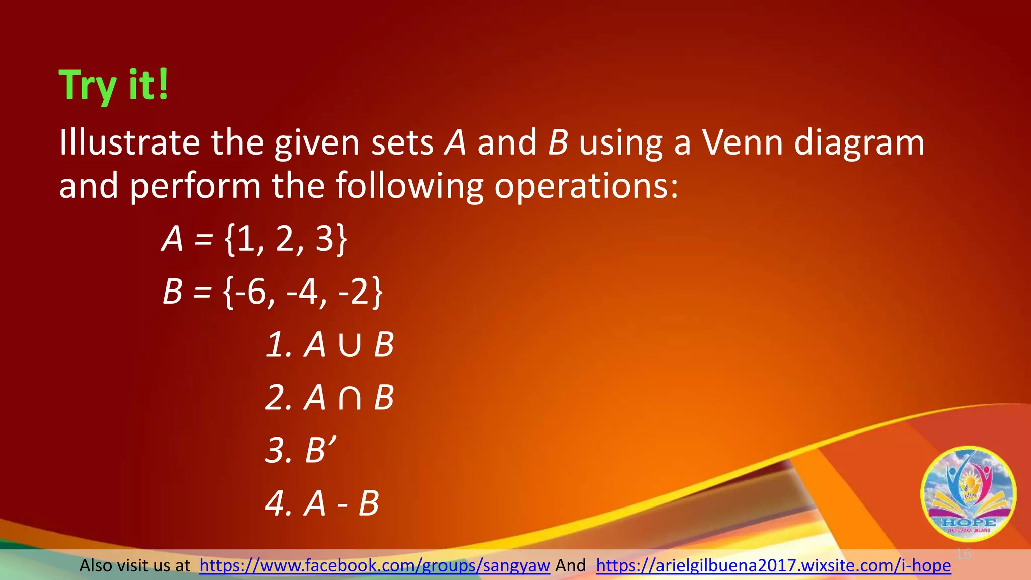 Math 7 | Lesson 2 Set Operations and the Venn Diagram | PPTX