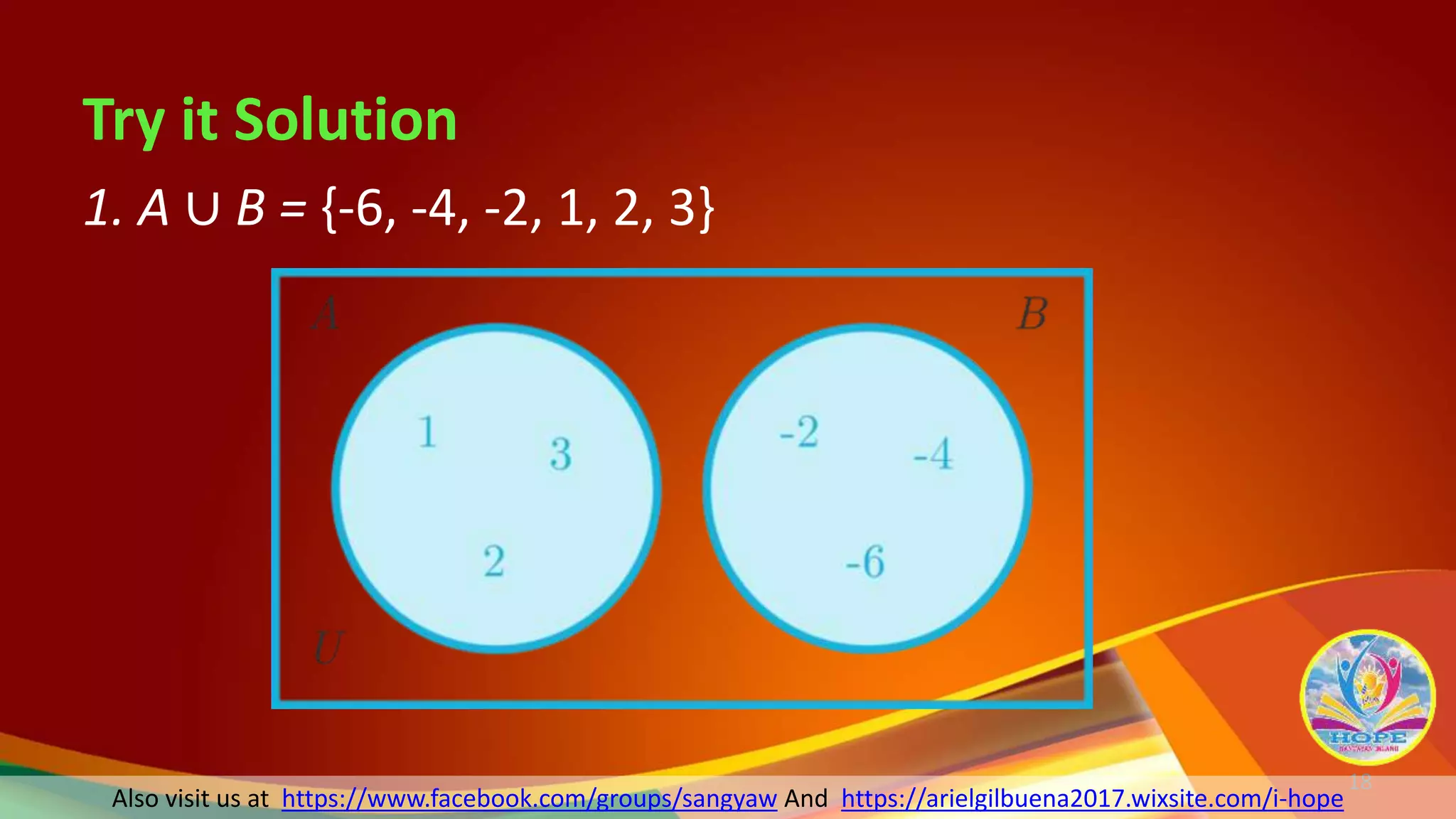 Math 7 | Lesson 2 Set Operations and the Venn Diagram | PPTX
