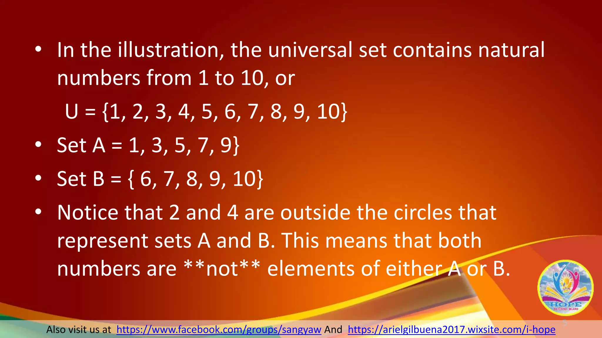 Math 7 | Lesson 2 Set Operations and the Venn Diagram | PPTX