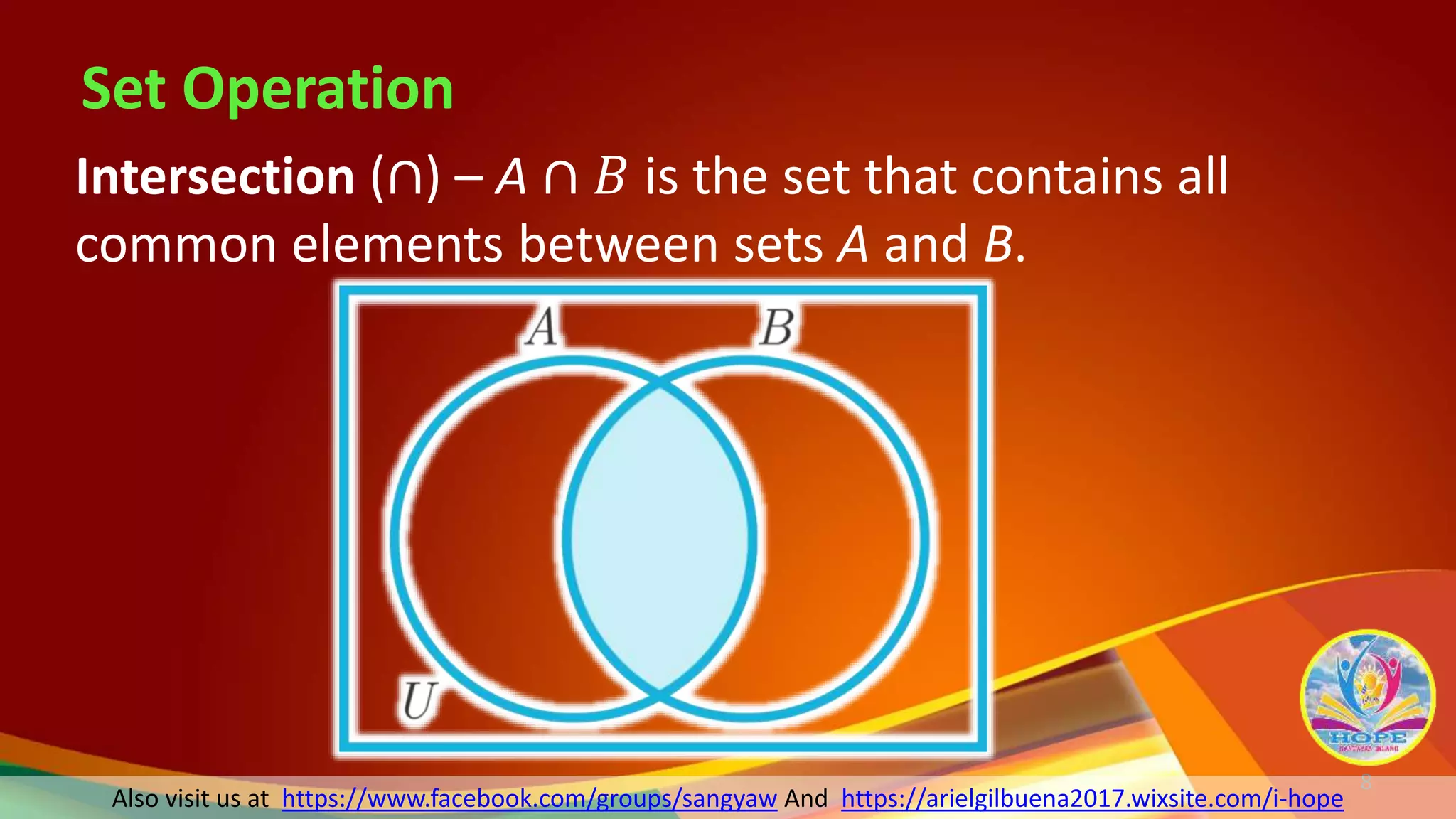 Math 7 | Lesson 2 Set Operations and the Venn Diagram | PPT