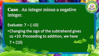 Math 7 lesson 6 subtraction of integers (without number lines) | PPT