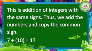 Math 7 lesson 6 subtraction of integers (without number lines) | PPT