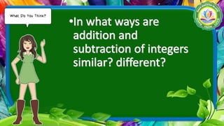 Math 7 lesson 6 subtraction of integers (without number lines) | PDF