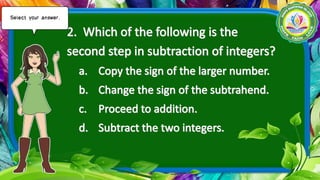 Math 7 lesson 6 subtraction of integers (without number lines) | PPT