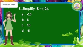 Math 7 lesson 6 subtraction of integers (without number lines) | PPT