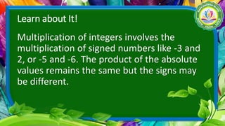 Math 7 lesson 8 multiplication of integers | PDF