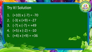 Math 7 lesson 8 multiplication of integers | PDF