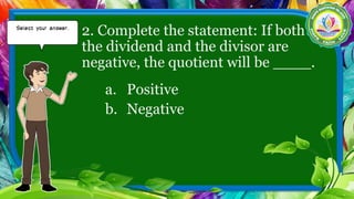 Math 7 lesson 9 division of integers | PDF