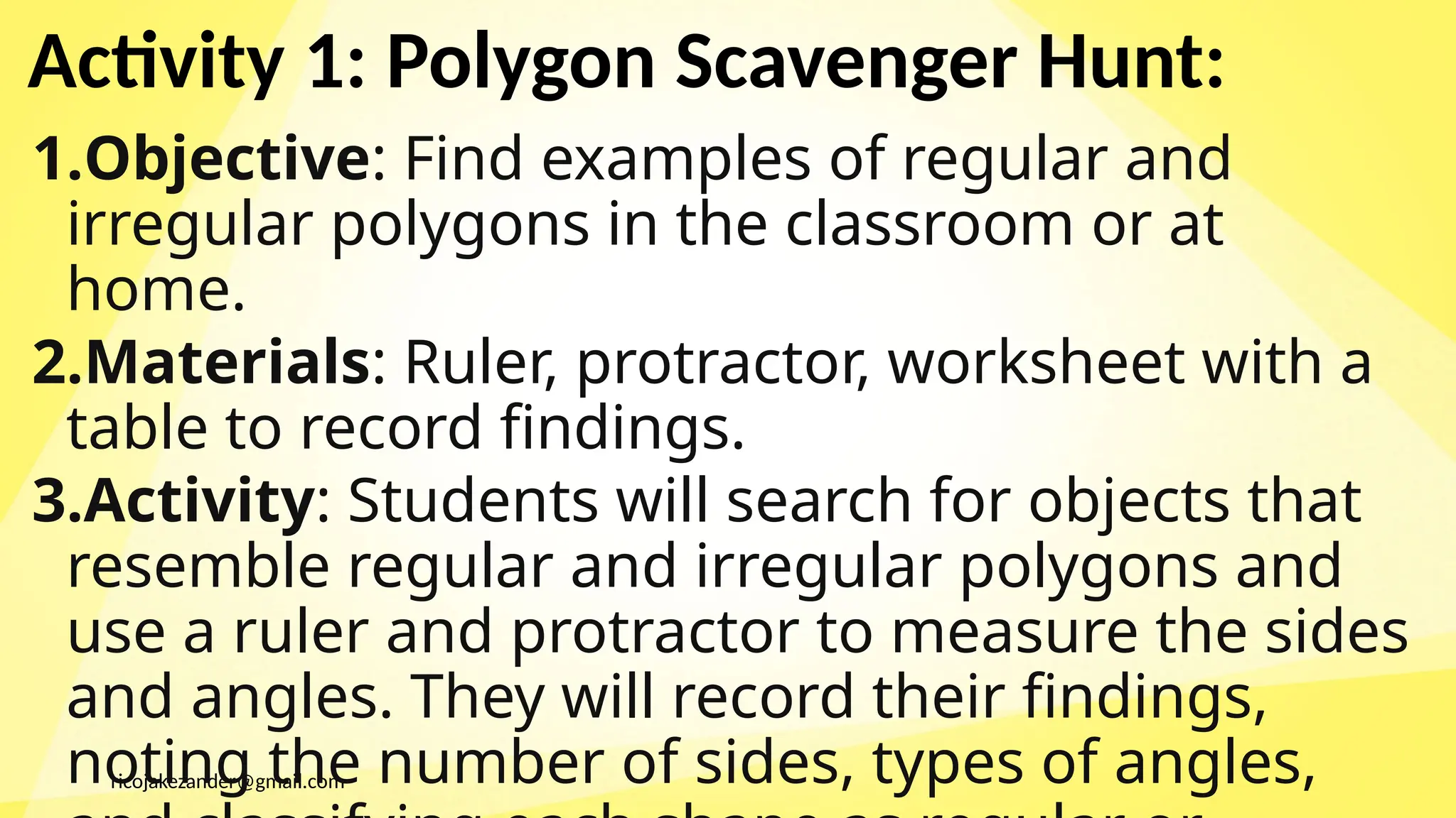 Draw and describe regular and irregular polygons with 5, 6, 8, or 10 sides, based on ...