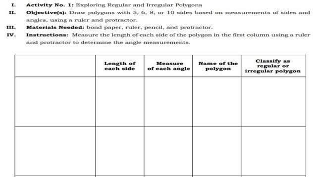 Draw and describe regular and irregular polygons with 5, 6, 8, or 10 ...