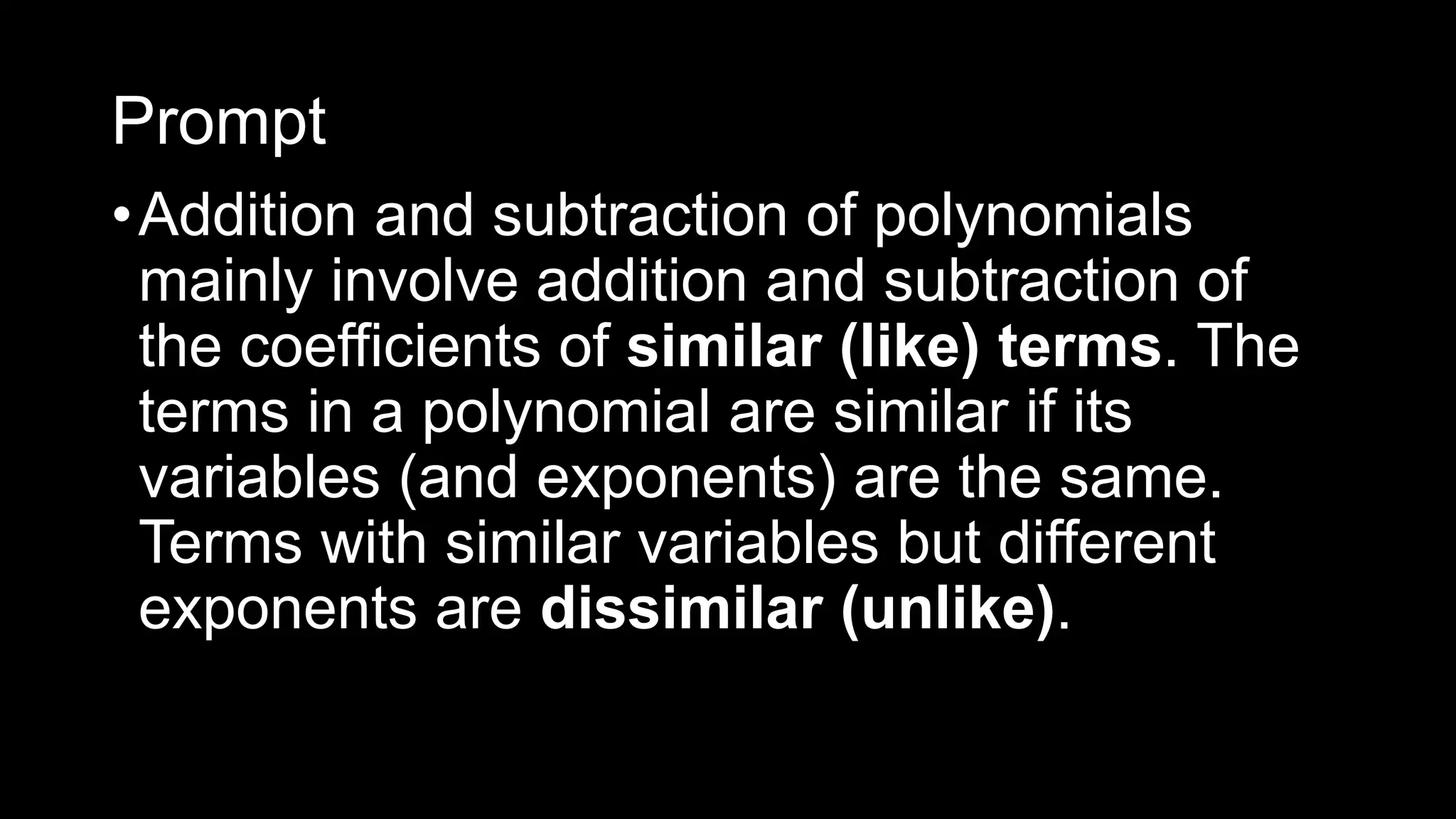 Math 7 – adding and subtracting polynomials | PPTX