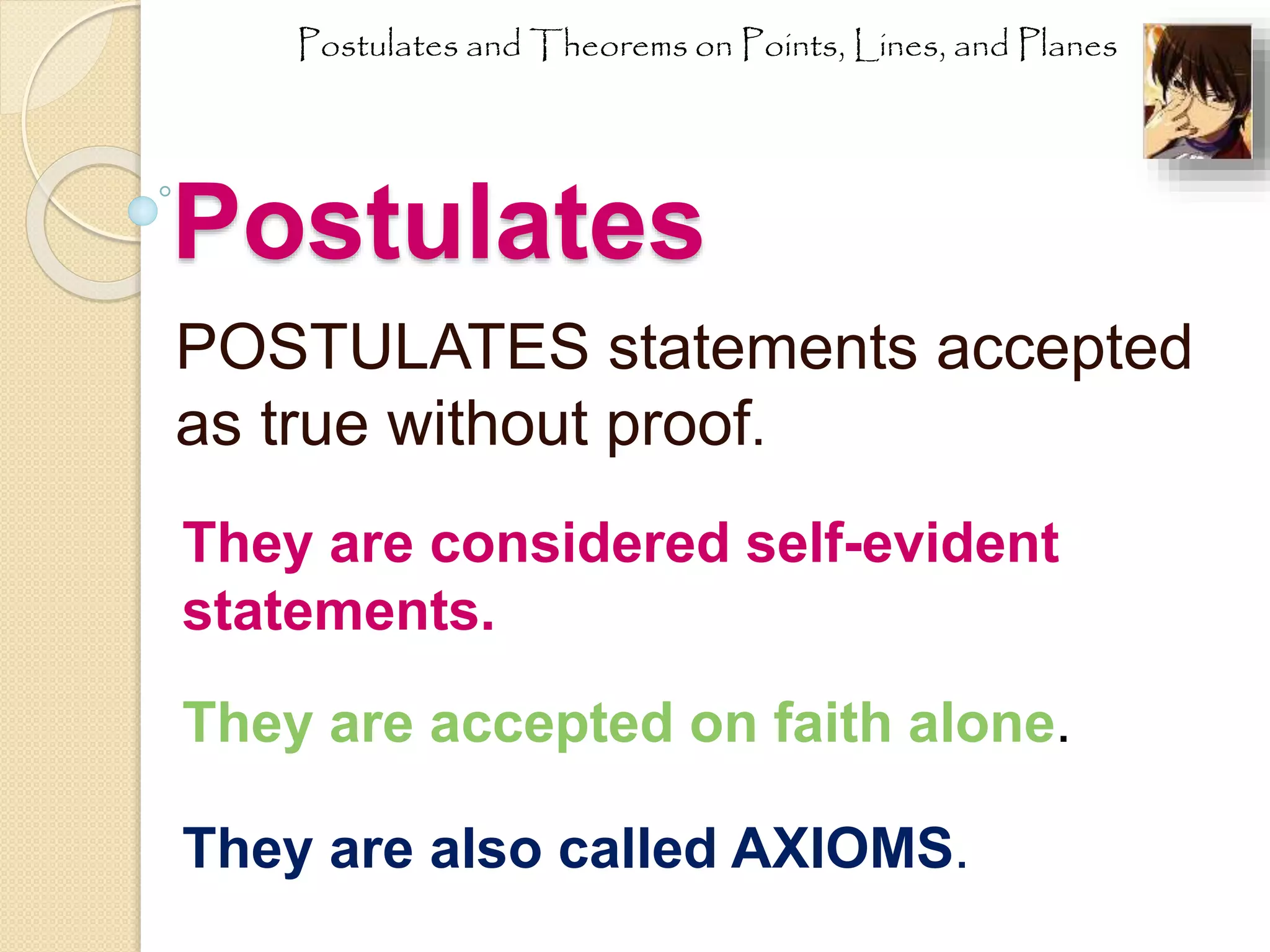 Math 7 geometry 02 postulates and theorems on points, lines, and planes ...