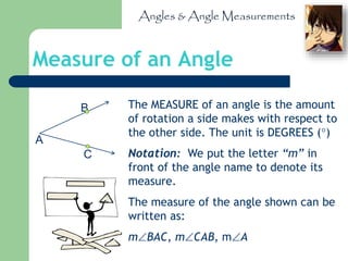 Math 7 geometry 03 angles and angle measurements | PPTX