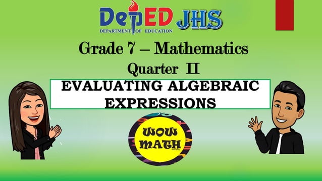 Evaluating Algebraic Expression | PDF
