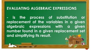 Evaluating Algebraic Expression | PDF
