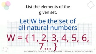 Mathematics Grade 7 Lesson 1 Introducing Sets | PPTX
