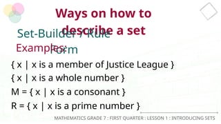 Mathematics Grade 7 Lesson 1 Introducing Sets | PPTX