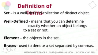 Mathematics Grade 7 Lesson 1 Introducing Sets | PPTX