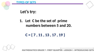 Mathematics Grade 7 Lesson 2 Sets and Subsets | PPT