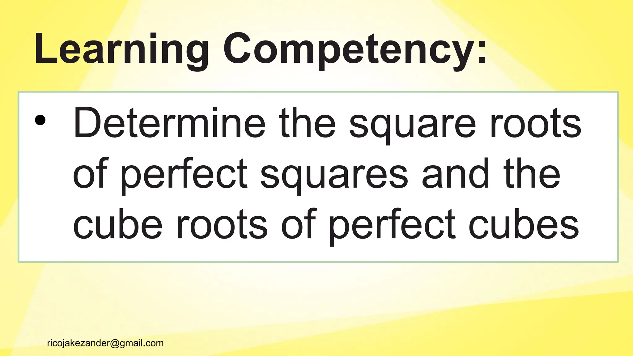math 7 q2 1 Determining Square and Cube Roots of Perfect Squares and ...