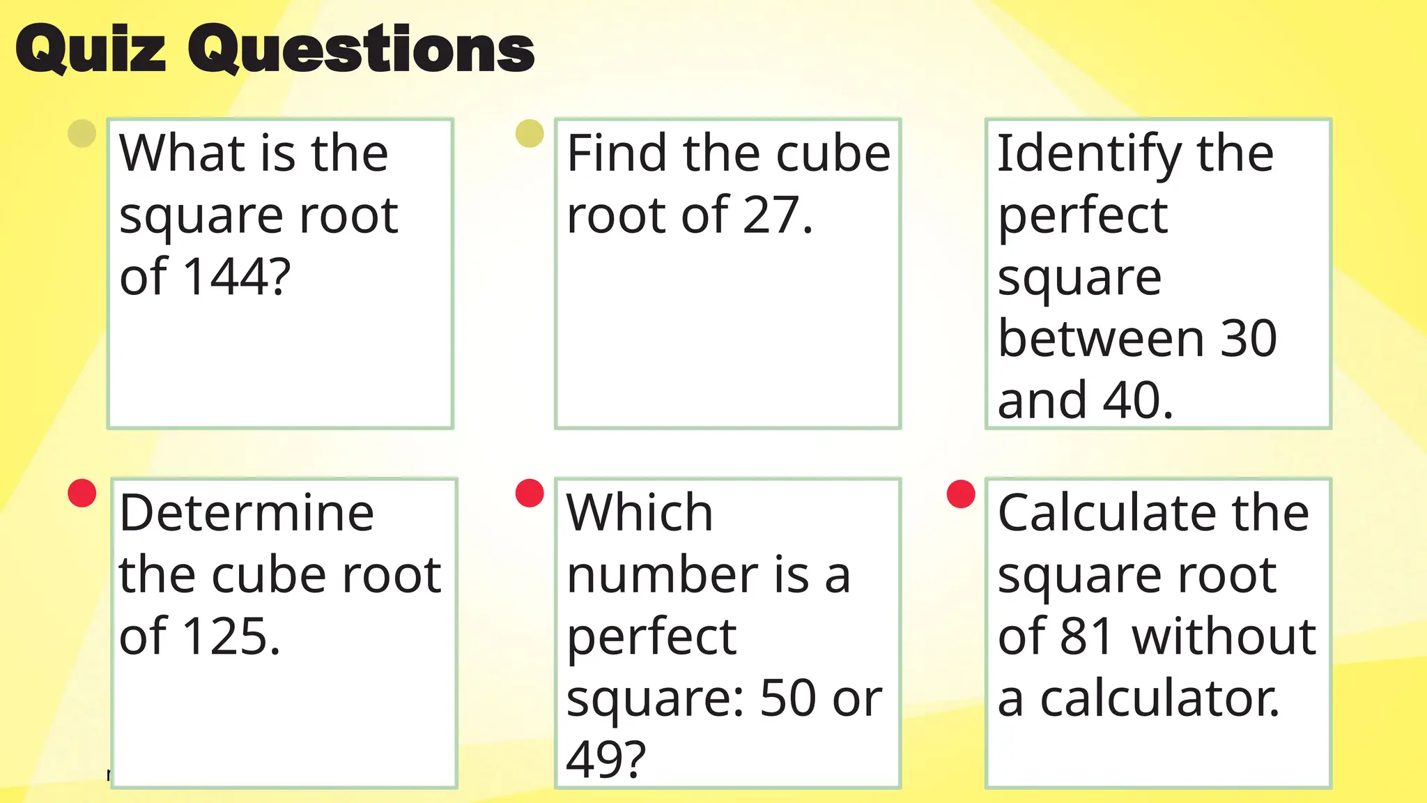 math 7 q2 1 Determining Square and Cube Roots of Perfect Squares and ...