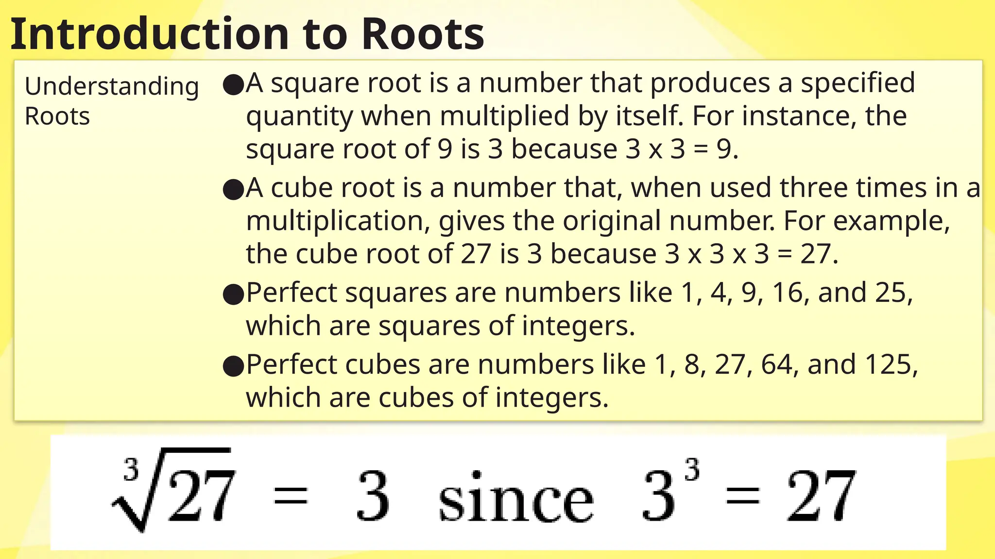 math 7 q2 1 Determining Square and Cube Roots of Perfect Squares and ...