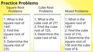 math 7 q2 1 Determining Square and Cube Roots of Perfect Squares and ...