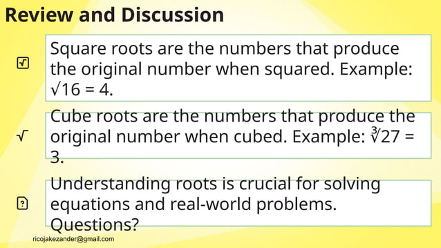 math 7 q2 1 Determining Square and Cube Roots of Perfect Squares and ...