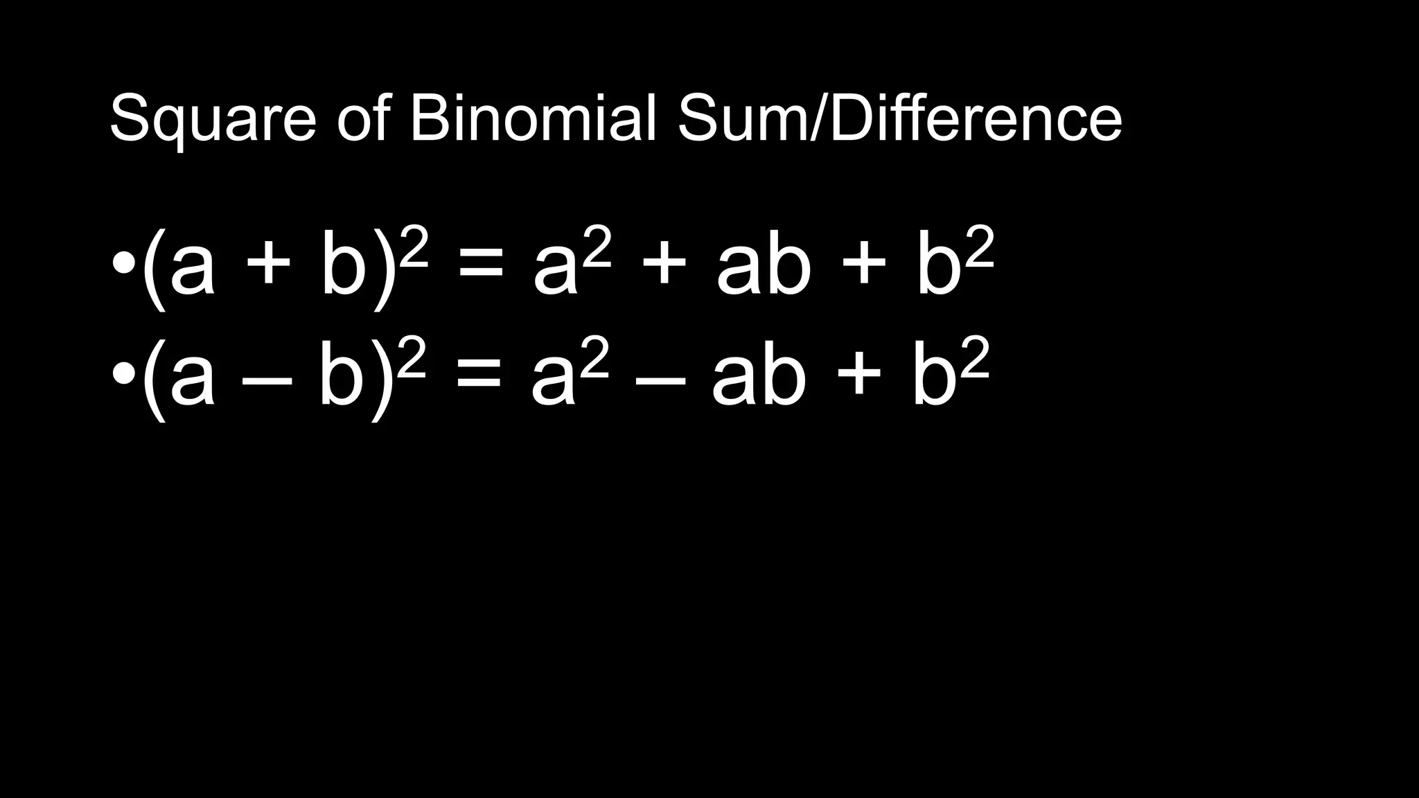 Math 7 – special products of binomials | PPTX