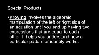 Math 7 – special products of binomials | PPTX