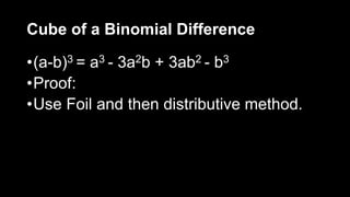 Math 7 – special products of binomials | PPTX