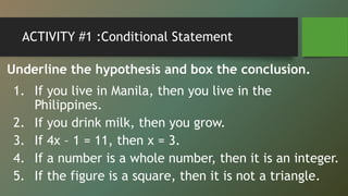 Mathematics 8 quarter 3 conditional statements | PPTX