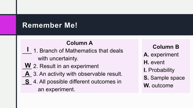 Mathematics 8- probability of simple event.pptx | Physics | Science
