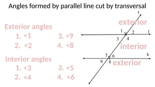 math 8 4th parallel lines cut by transversal | PPTX
