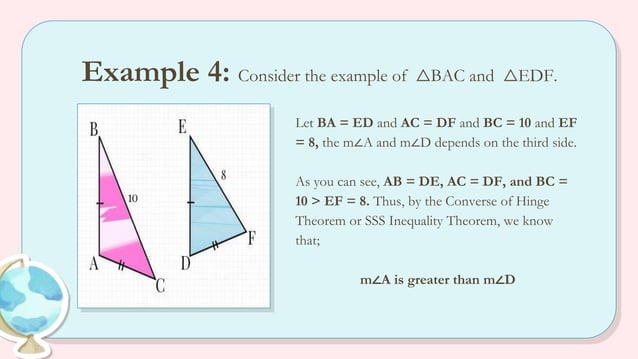 MATH 8_Angle-side, Hinge and Converse of Hinge Theorem.pptx | Science