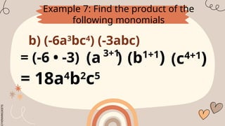 MATH 8 Q1 LESSON 3-Multiply and divide simple monomials, leading to the ...