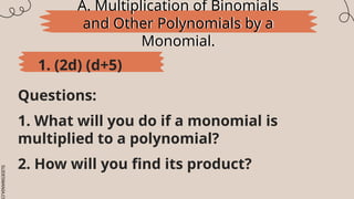MATH 8 Q1 LESSON 3-Multiply and divide simple monomials, leading to the ...